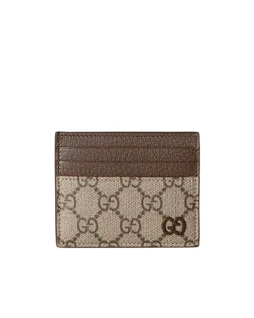 Gucci Bi-Color Gg Card Case in Brown for Men | Lyst