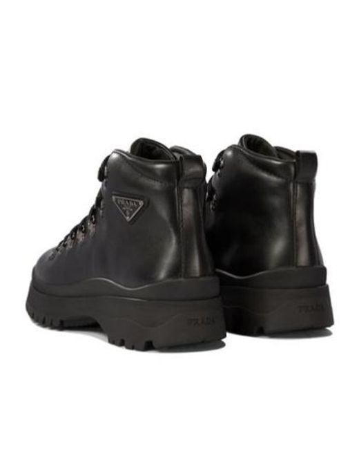 Prada Brixxen Leather Booties in Black for Men | Lyst