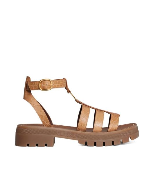 Celine Clea Triomphe Gladiator Sandal in Brown | Lyst