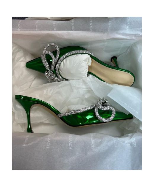 Mach & Mach Double Bow Muller Heels in Green | Lyst