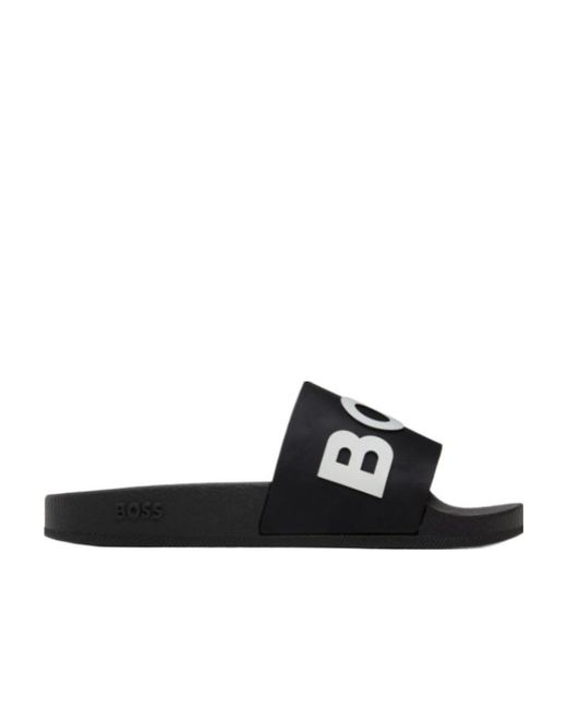 BOSS Bay Logo Sandals in Black for Men | Lyst
