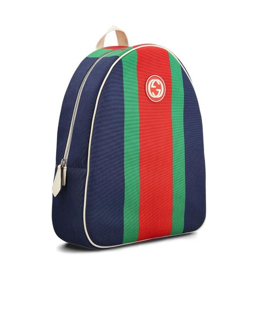 Gucci Double G Striped Backpack in Blue | Lyst