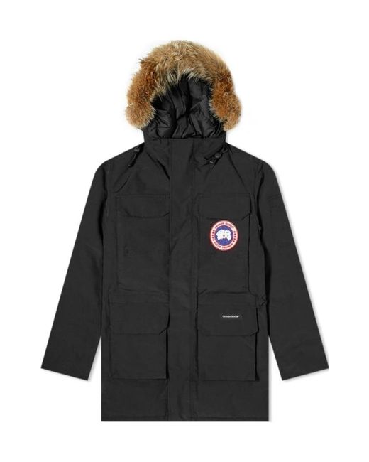 Canada Goose Logo With Hat Parker Down Jacket in Black for Men | Lyst