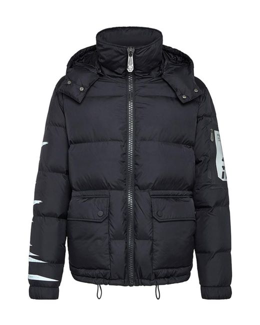 Philipp Plein Logo Details Down Jacket in Blue for Men | Lyst