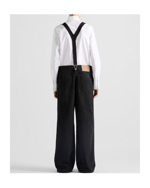 Prada Denim Overalls in Black | Lyst
