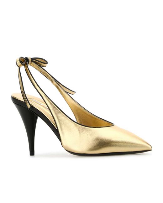 Miu Miu Pointed High Heel Sandals in Metallic | Lyst