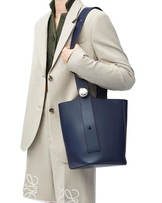 Loewe Soft Calfskin Pebble Bucket Shoulder Bag in Blue | Lyst