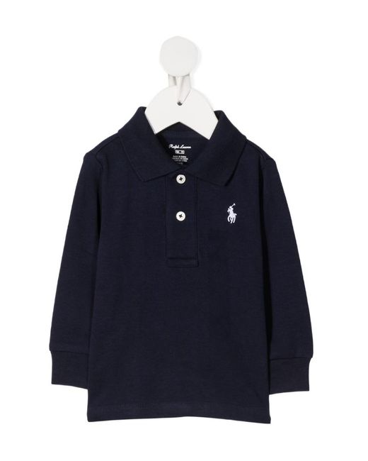 Ralph Lauren Long-Sleeved Cotton Polo Shirt in Blue | Lyst