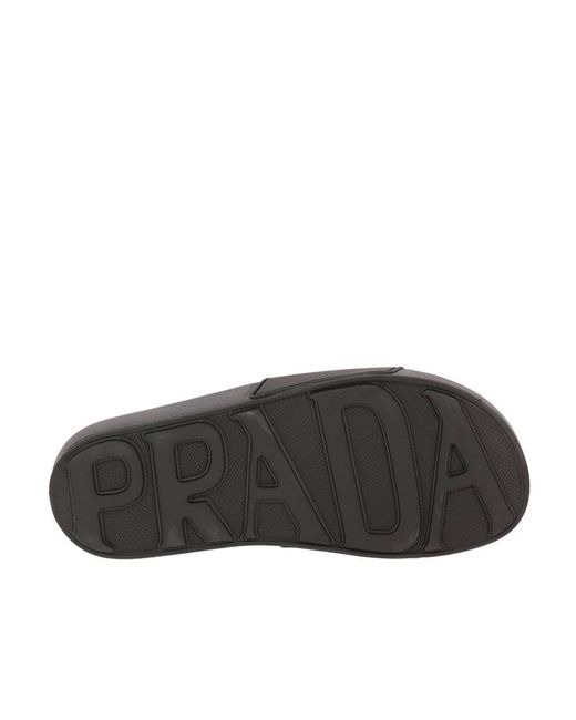 Prada Logo Flip-Flops in Black | Lyst