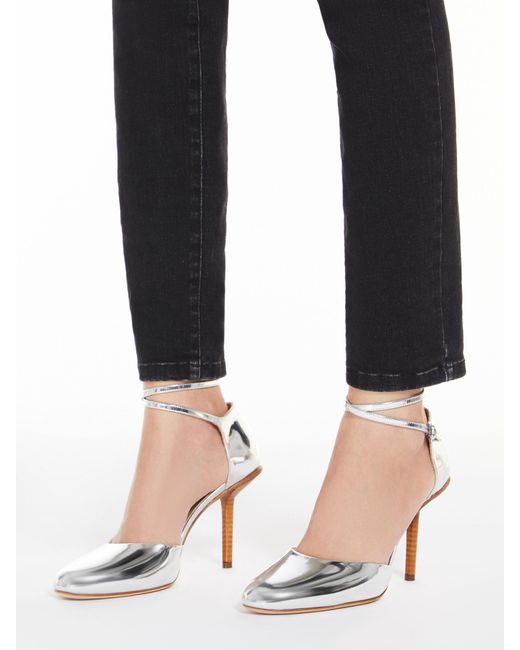 Max Mara Round Head Mary Jane High Heels in White | Lyst