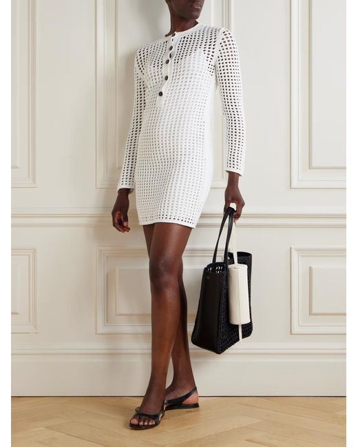 Proenza Schouler Micah Crocheted Mini Dress in White | Lyst