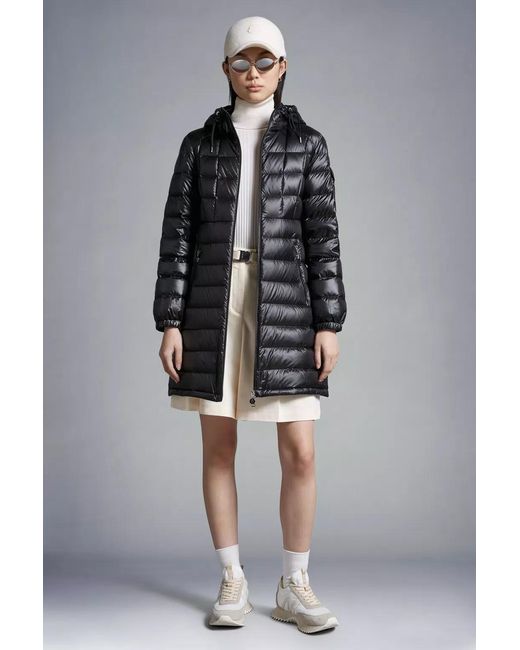 Moncler Amintore Long Down Jacket in Black | Lyst