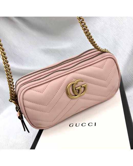 Gucci Gg Marmont Mini Chain Strap Shoulder Bag in Pink | Lyst
