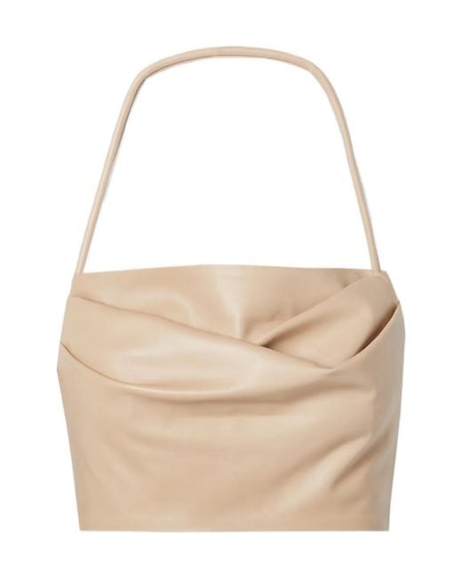 Balmain Logo Folded Neck Short Sling in Natural | Lyst