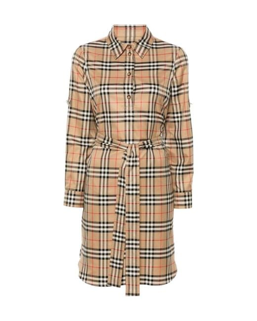 Burberry Vintage Check-Pattern Shirt Dress in Natural | Lyst