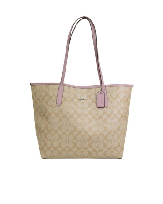 COACH Logo Tote Handbag in Natural | Lyst