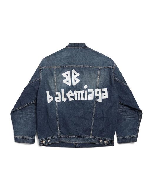Balenciaga Tape Type-Print Denim Jacket in Blue | Lyst