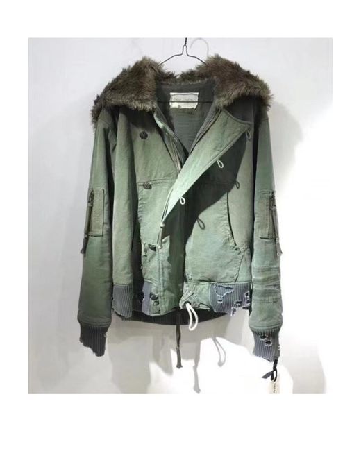 Greg Lauren Furry Collar Wear Design Casual Jacket in Green for Men | Lyst