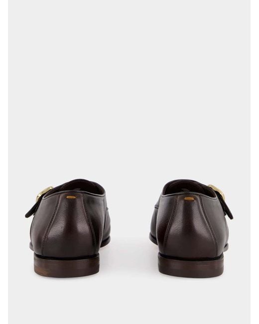 Santoni Single Monk Strap Shoes in Brown for Men | Lyst