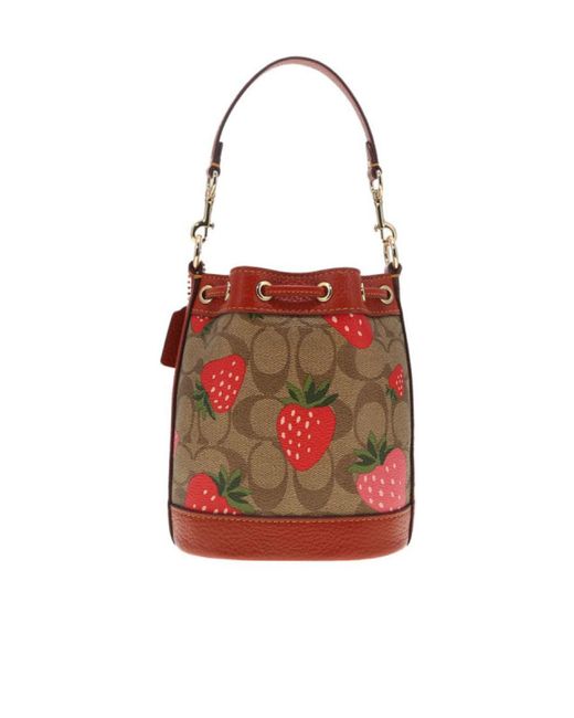 COACH Logo Details Cross-Body Bag in Red | Lyst