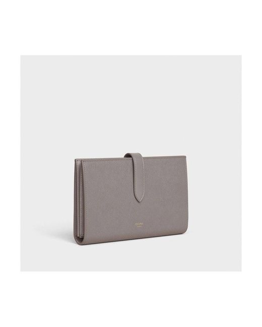 Celine Strap Large Grain Leather Purse in Gray | Lyst