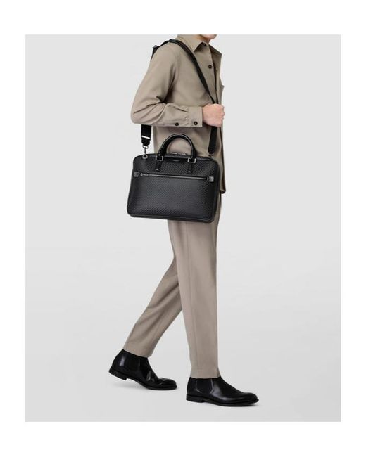 Serapian Grained Leather Laptop Case in Black for Men | Lyst