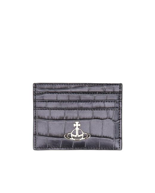 Vivienne Westwood Orb Plaque Embossed Card Holder in Gray | Lyst