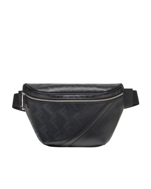 Fendi Shadow Diagonal Leather Belt Bag in Black for Men | Lyst