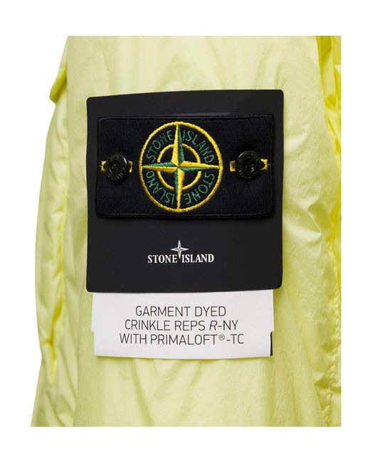 Stone Island Zip-Up Hooded Windbreaker Jacket in Yellow for Men | Lyst