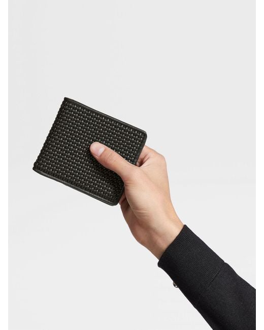 ZEGNA Z Logo Lettering Woven Bi-Fold Wallet in Black for Men | Lyst