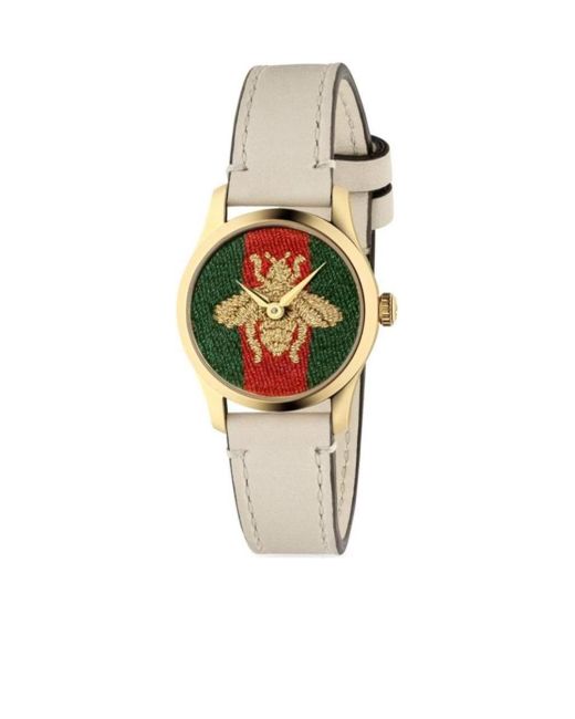 Gucci G-Timeless Logo Watch in White | Lyst