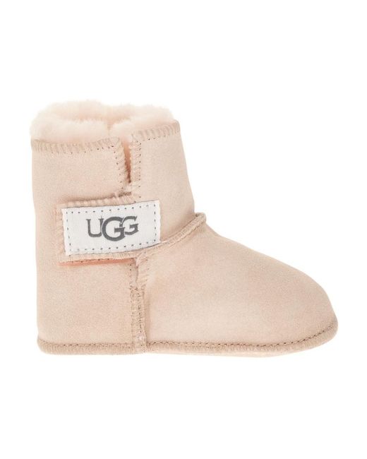 UGG Logo-Patch Suede Pre-Walkers in Natural | Lyst