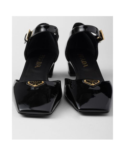 Prada Square-Toe Pumps in Black | Lyst