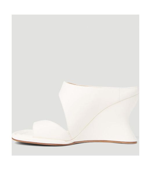 Sportmax Logo Slope Heel Sandals in White | Lyst