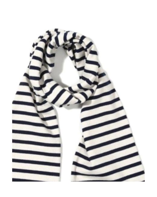 Saint James Logo Horizontal Stripe Scarf in White | Lyst