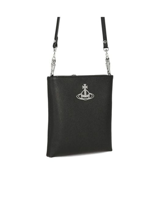 Vivienne Westwood Saffiano Square Crossbody Bag in Black | Lyst