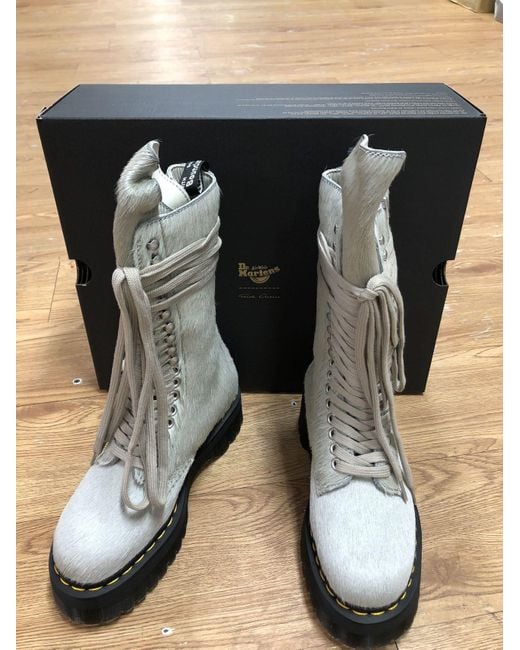 Rick Owens X Rick Owens Textured Chunky Lace-Up Boots in Gray | Lyst