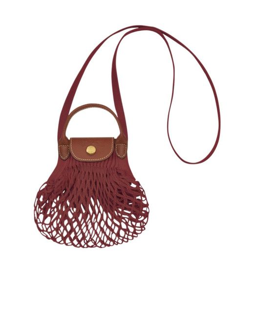 Longchamp Le Pliage Filet Mesh Mini Bag in Red | Lyst