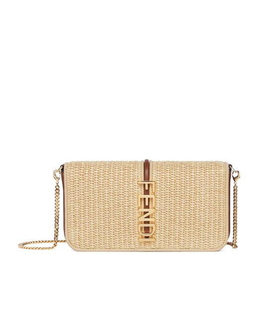 Fendi Graph Logo Shoulder Bag in Natural | Lyst