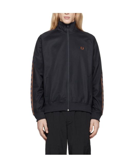 Fred Perry Logo Collar Jacket in Blue for Men | Lyst