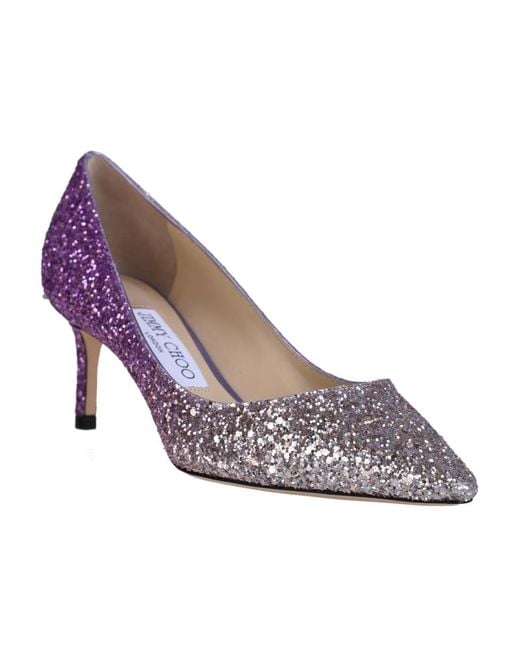 Jimmy Choo Logo Matching High-Heeled Shoes in Purple | Lyst