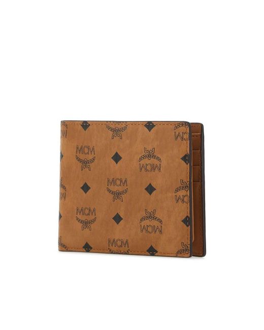 MCM Logo Double-Folded Wallet in Brown for Men | Lyst
