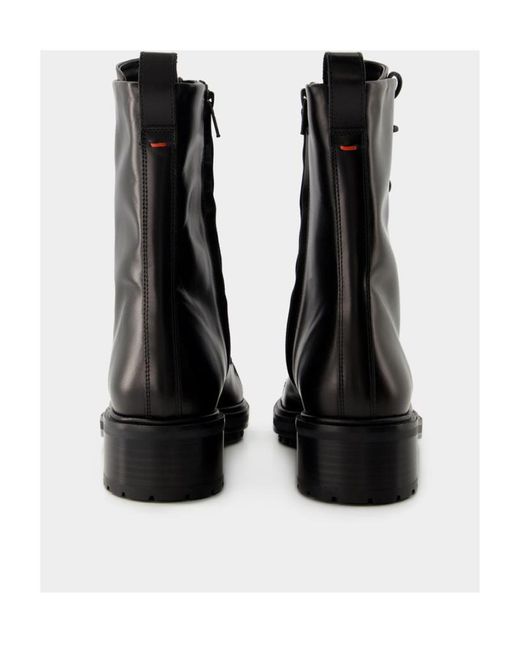 Aeyde Isa Leather Lace-Up Boots in Black | Lyst