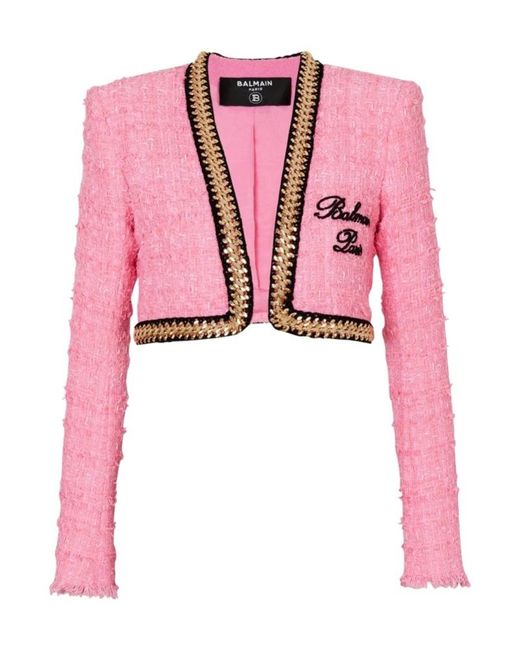 Balmain Duffel Coat in Pink | Lyst
