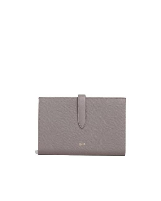 Celine Strap Large Grain Leather Purse in Gray | Lyst