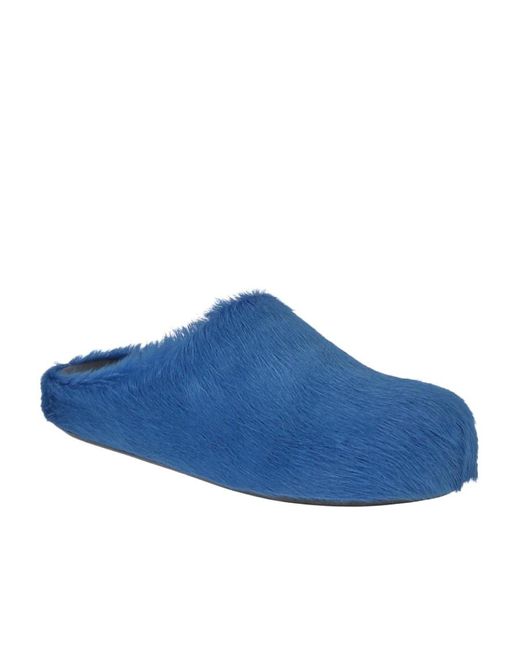 Marni Fussbett Calf Hair Sabot in Blue | Lyst