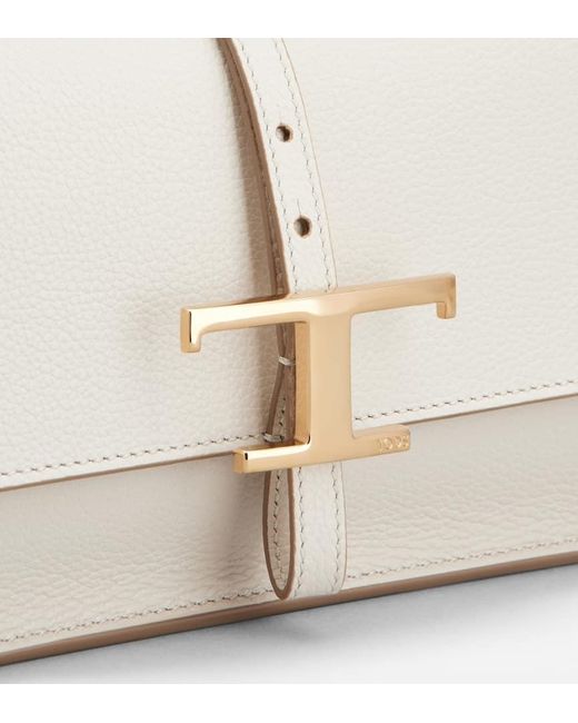 Tod's T Timeless Leather Mini Clamshell Bag in White | Lyst