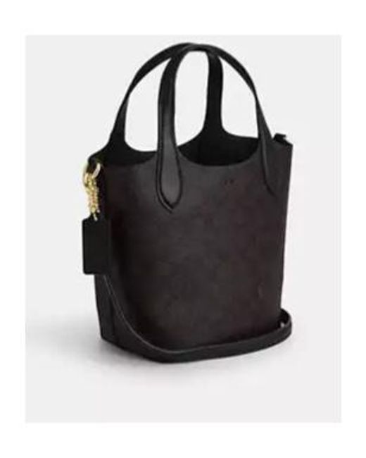 COACH Hanna Bucket Bag Signature Canvas in Black | Lyst