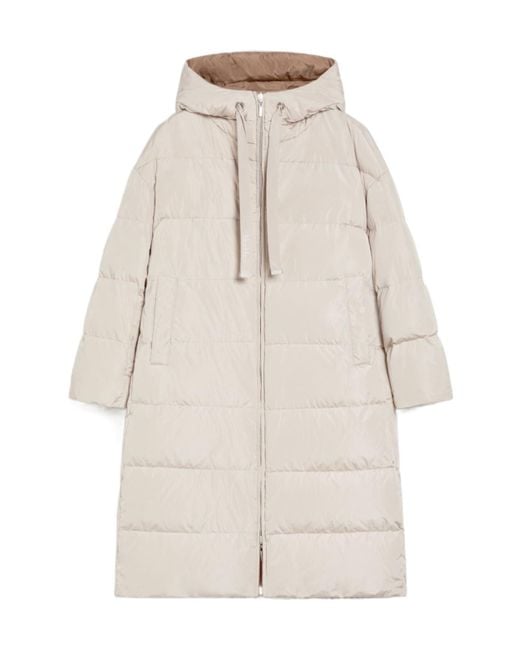 Max Mara Long Double-Sided Down Jacket in Natural | Lyst