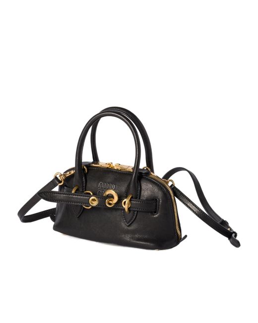 Miu Miu Aventure Mini Nappa Leather Bag in Black | Lyst